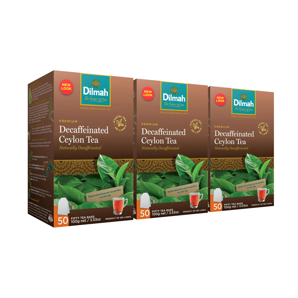Premium Decaffeinated Ceylon Black Tea 50 Tea Bags x Pack of 3 – Dilmah UK